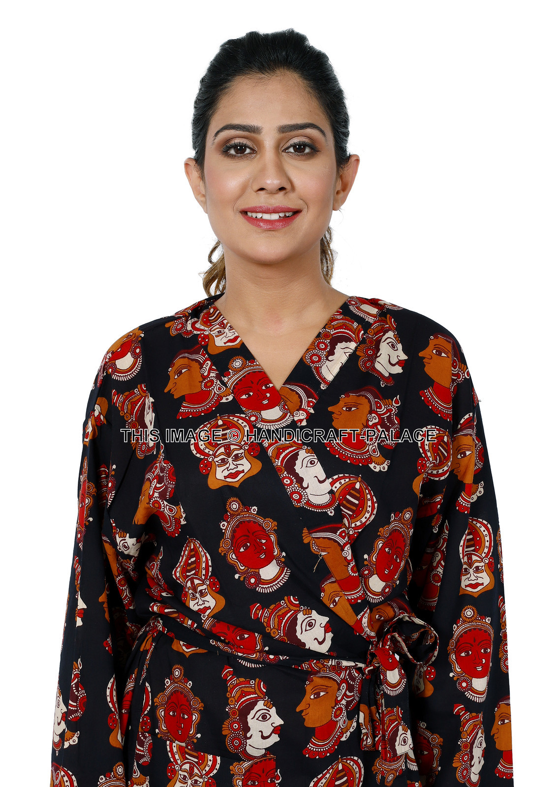 Indian Women Night Robe Sleepwear Bathrobe Printed Robe Loose Sleepwear ...