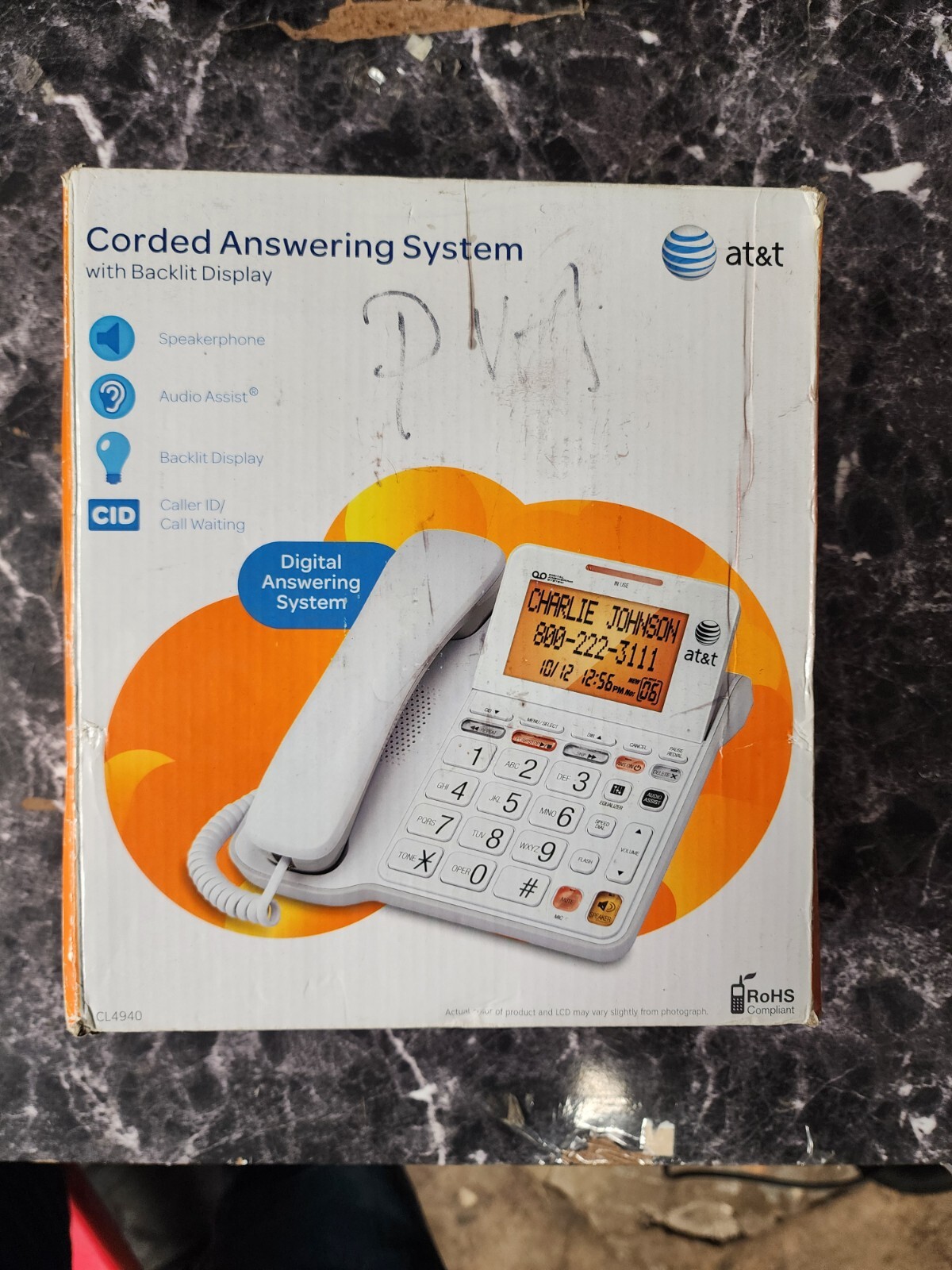 At&T Corded Phone With Answering System & Large Tilt Display CL4940 ...