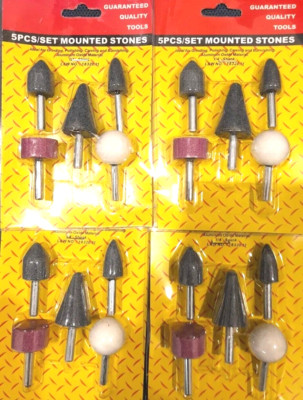4x 5pc Mounted Stones 4 Grinding Polishing Carving Burnishing Aluminum ...