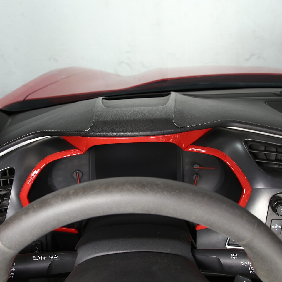 Fit For Corvette C7 2014-2019 Red Interior Dashboard Tachometer Trim ...