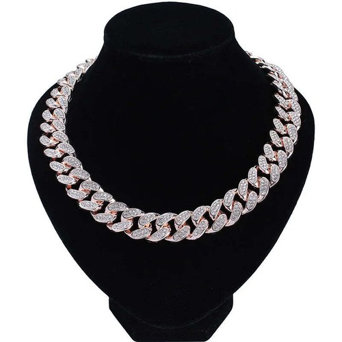 20MM width large crystal cuban chain choker hip hop rapper necklace ...