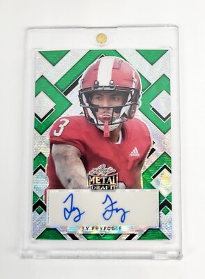 MINT #/7 GREEN AUTO TY FRYFOGLE 2022 LEAF METAL DRAFT INDIANA HOOSIERS ...