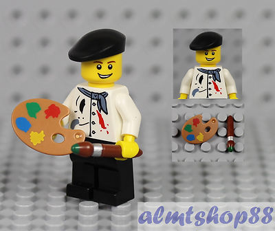 LEGO - Artist w/ Paint Brush & Pallete - Minifigure Painter Beret Male ...