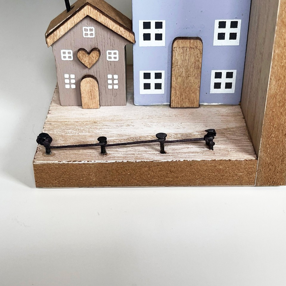 Wooden House Bookends Set Love Heart Rustic Country Home Pastel Book ...