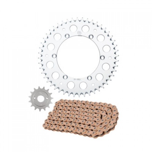 Primary Drive Alloy Kit & Gold Plated MX Race Chain Silver Rear ...