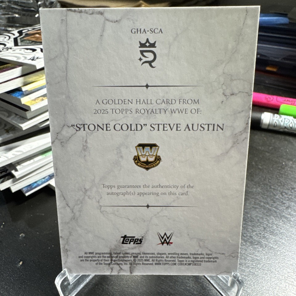 2025 TOPPS ROYALTY WWE STONE COLD STEVE AUSTIN GOLDEN HALL AUTO SILVER ...