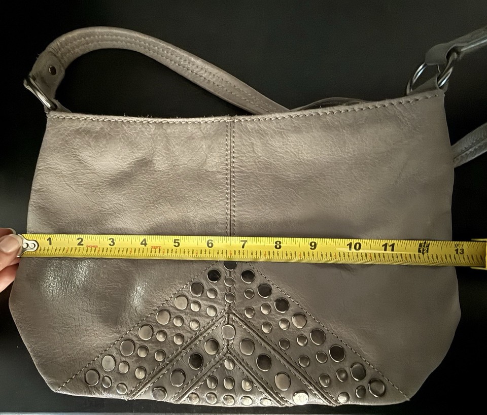 The Sak Leather Shoulder Bag Gray Grey Leather with Studs | eBay
