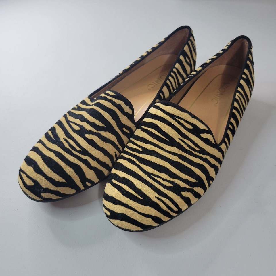 Vionic Willa Tiger Striped Loafer Casual Slip On Flat Leather Shoe 8 ...