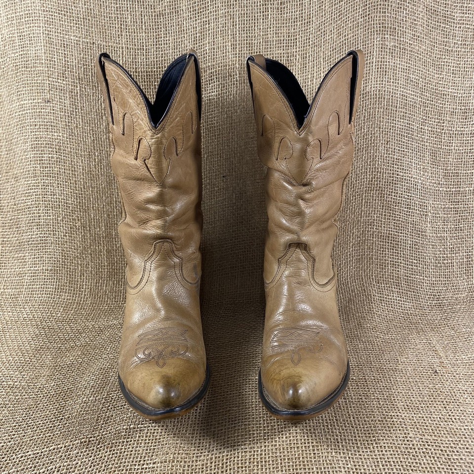 vintage Durango cowboy western boots distressed beige leather women’s ...
