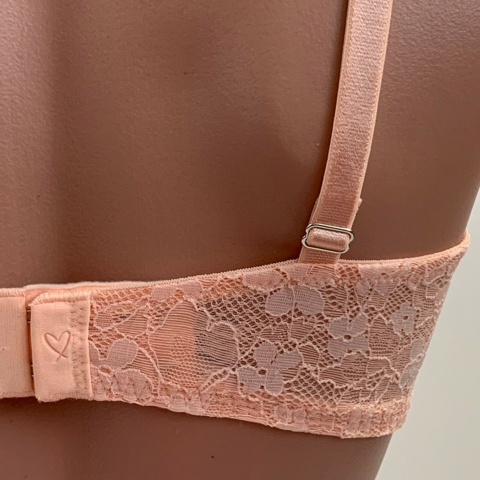 Victoria's Secret Underwire Push Up Without Padding Lace Bra Peach 34D ...