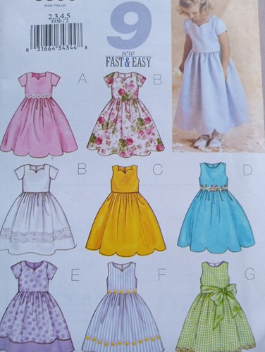 2 3 4 5 Toddler Kids Girls Dress Sewing Pattern Holiday Party Butterick ...