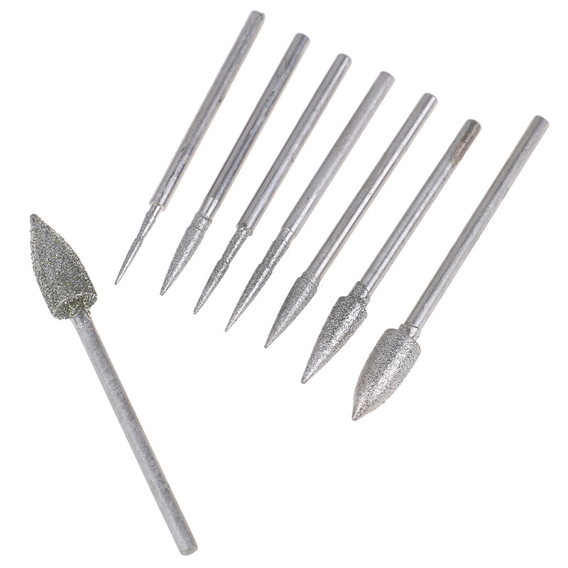 8* diamond grinding head polishing needle bits burrs metal stone ...