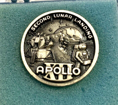 NASA Apollo 12 1969 Balfour Pewter Coin Medallion 2 Sided + Case 1.25 ...