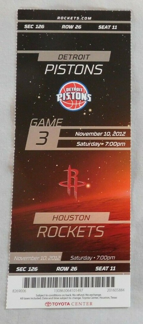 2012-13 Houston Rockets Ticket Stub Choose one | eBay