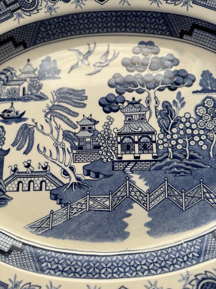 Blue Willow Turkey Oval Serving Platter 18.25/13.75 Heritage Mint Ltd ...