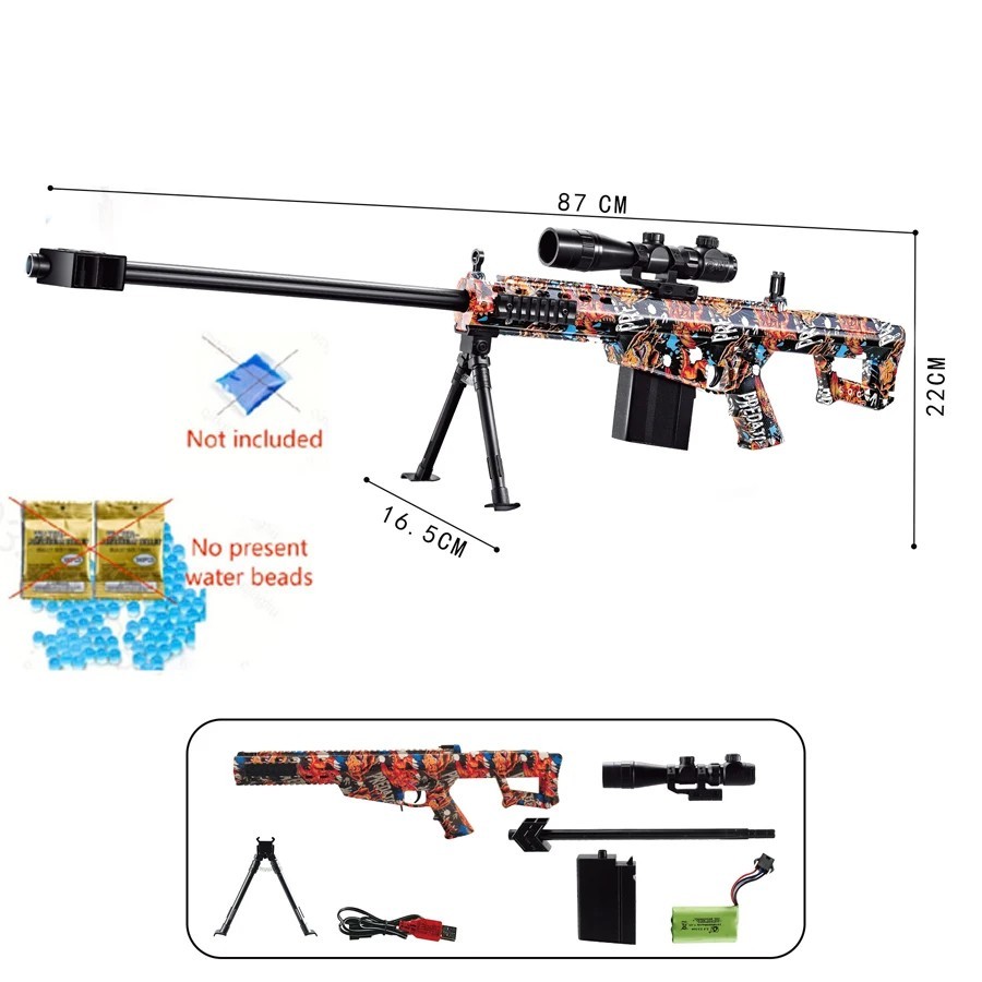 Dual Mode Sniper Gel Ball Blaster Toy Gun Side Pull Launchable Kids Bf ...