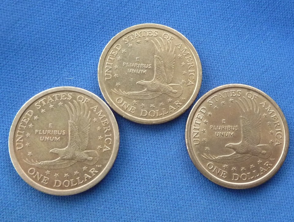 USA 3x SACAGAWEA NATIVE AMERICAN $1 ONE DOLLAR COINS 2000 Philadelphia ...