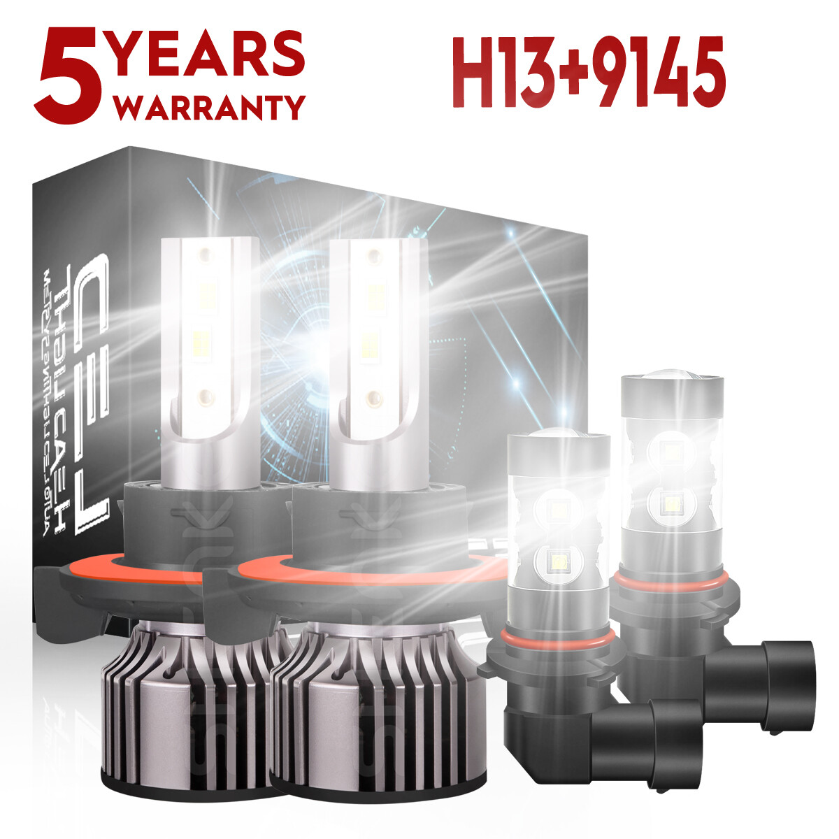 For 2004-2014 Ford F-150 6000K K9 LED Headlight Hi/Lo+Fog Light Bulbs ...