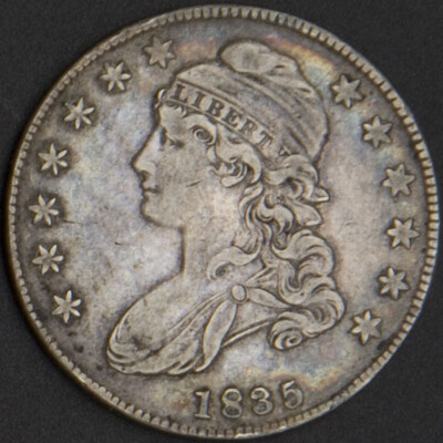 1835 Capped Bust Half Dollar XF Small Date Tone US Mint 50 Cent Silver ...