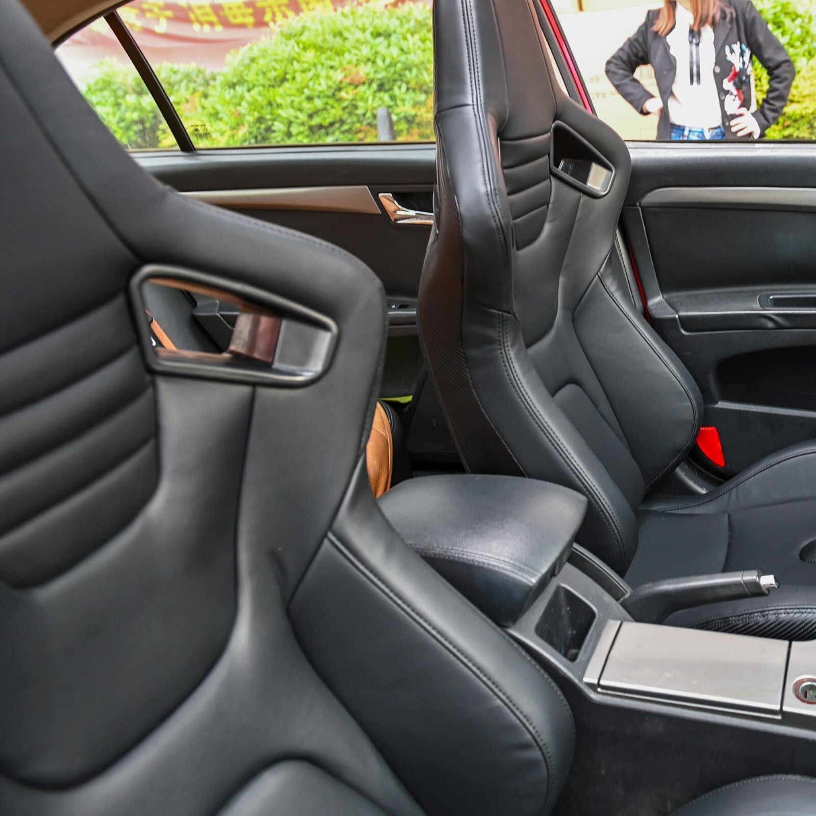 Pair Reclinable Universal Racing Bucket Seats with Sliders, Black PVC ...