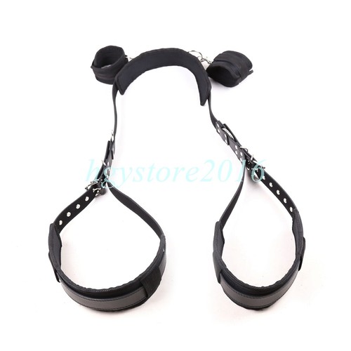 PU Leather Restraints Leg Thigh Locking Wrist Cuffs Binding Belt ...