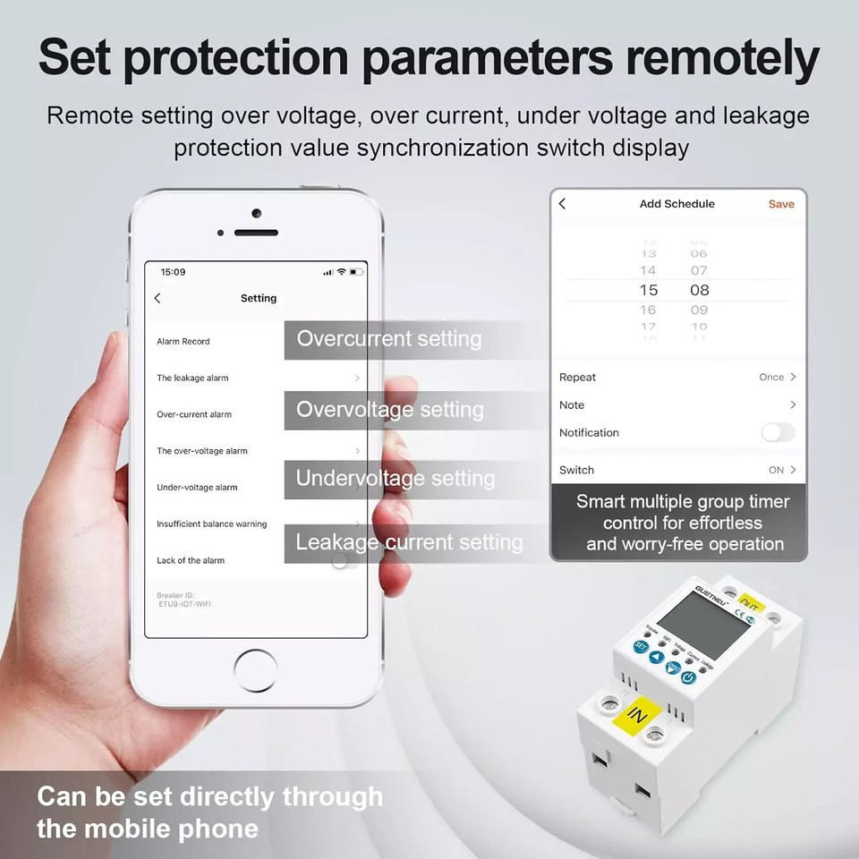 Smart Wifi Circuit Breaker - AC 110V 63A, Multi-Function Leakage & Over ...