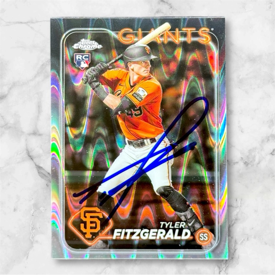 Tyler Fitzgerald Signed 2024 Topps Chrome Raywave Refractor Rookie RC ...