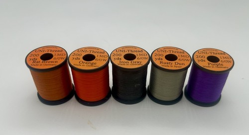 UNI-THREAD 6/0 136 DENIER FLY TYING THREAD / 16 SPOOL MEGA GUIDE LOT ...