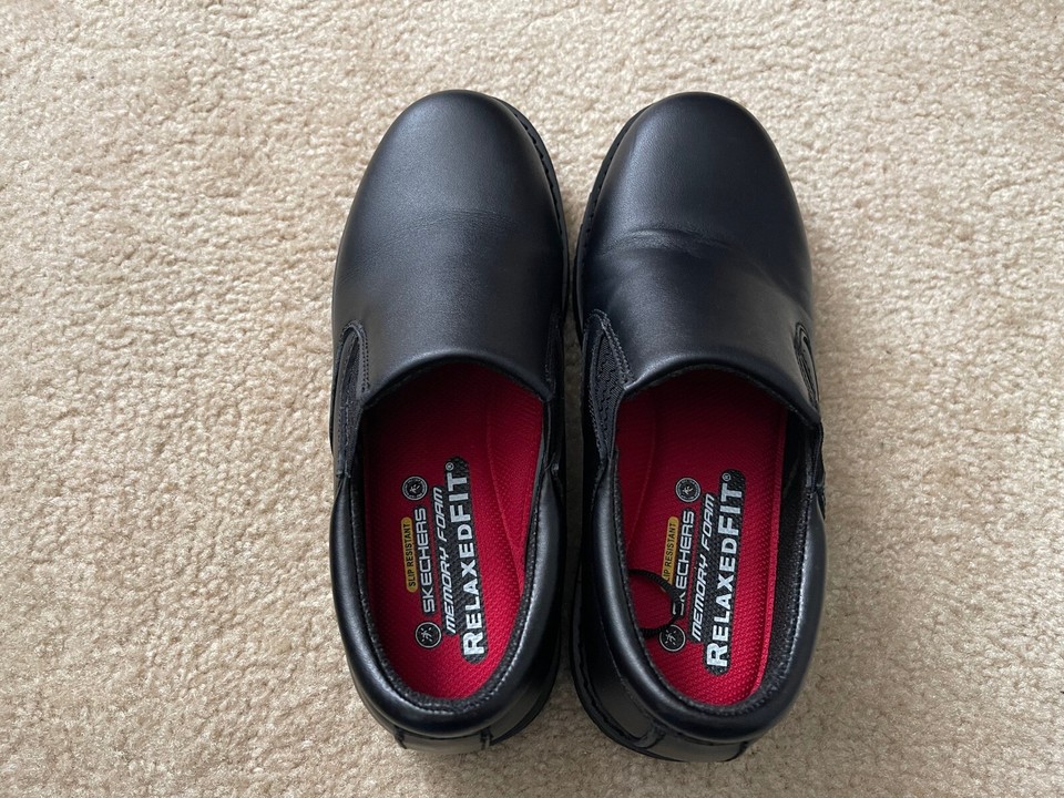 Skechers Slip Resistant Memory Foam Work Shoes 77046 Black Size 7 US | eBay