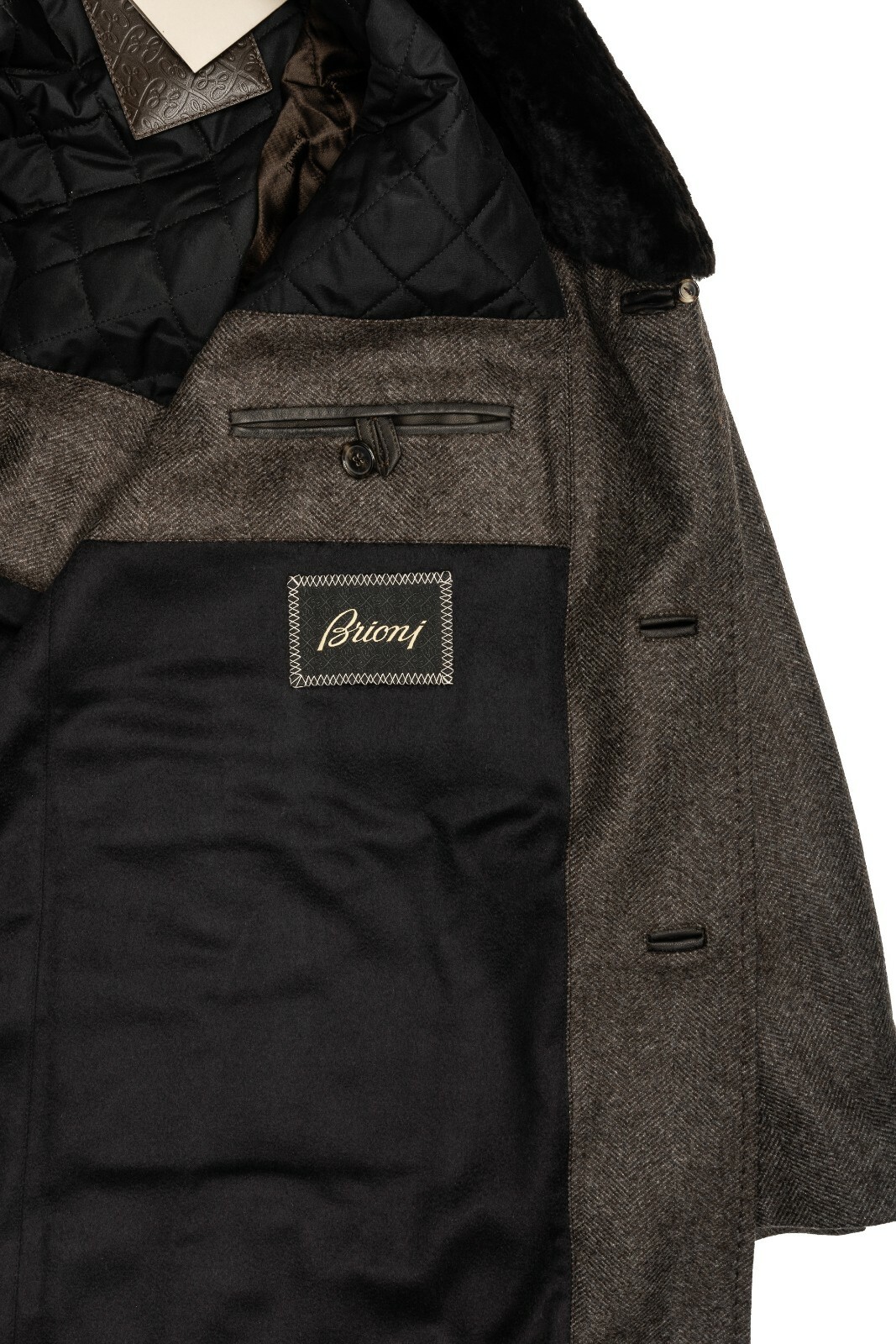 $11750 BRIONI 100% Cashmere Shearling Fur Coat Overcoat Topcoat 52 Euro ...