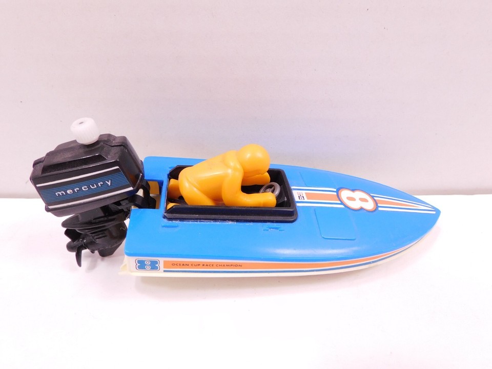 Vintage TOMY Mighty Motor Speed Boat Mercury Wind Up Toy Motor Works ...