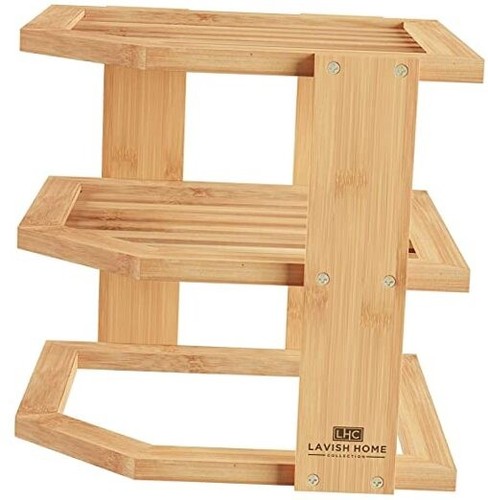 3-Tier Bamboo Corner Shelf for Kitchen or Bathroom, Compact Corner ...