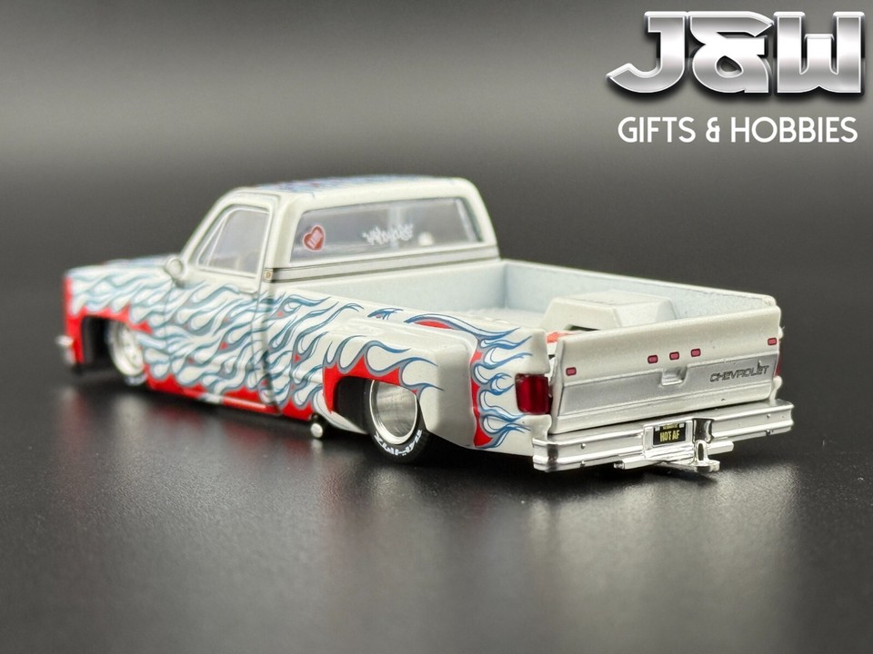 Kaido House x Mini GT Chevy Silverado Dually on Fire V2 White Flames ...