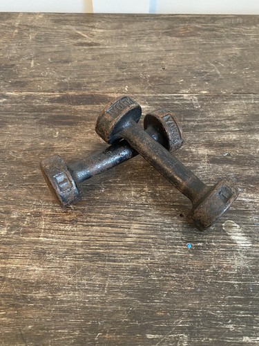 Vintage York 1 Pound Dumbbells Roundhead 2 bells 1 Lb Weights 2 Lbs ...