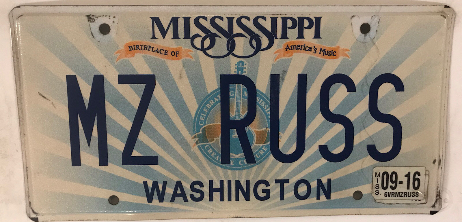 Vanity MISS RUSS RUSSELL RUSSEL license plate Russian Russet Ross Russo ...