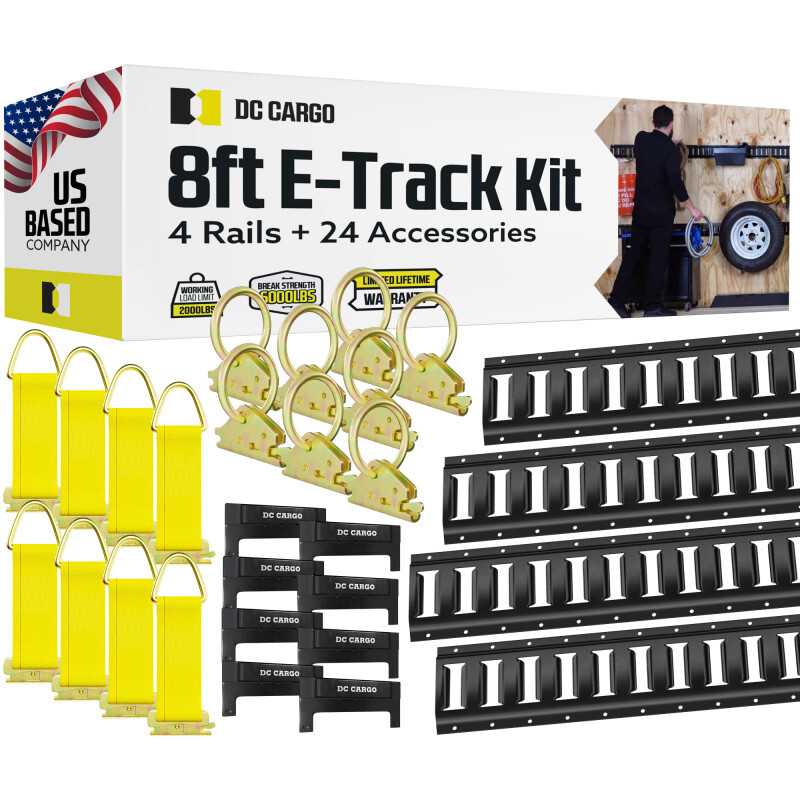 DC Cargo E Track Rails Tie-Down Kit 8' Etrack Rail, E-track Rings ...