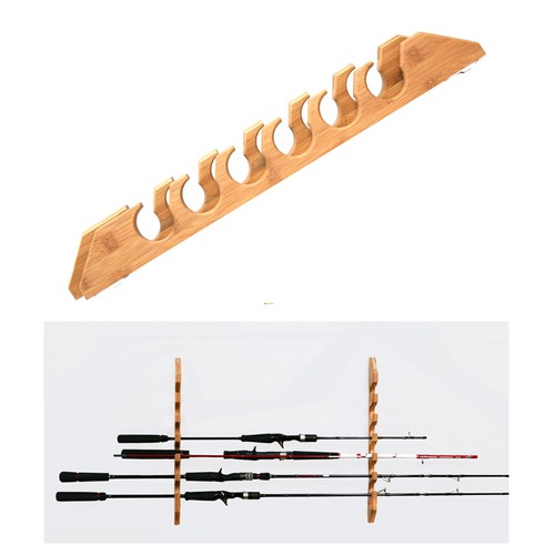 New Fishing Rod Stand Rack Storage Wood Holder Wall Hold Type Rods ...