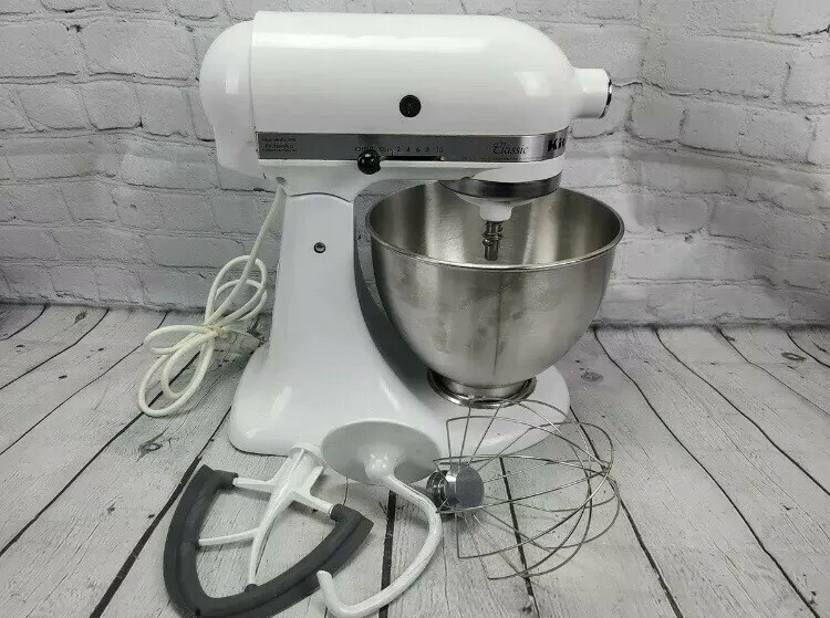 KitchenAid K45SSWH K45SS Classic 275-Watt 4-1/2-Quart Solid State Stand ...