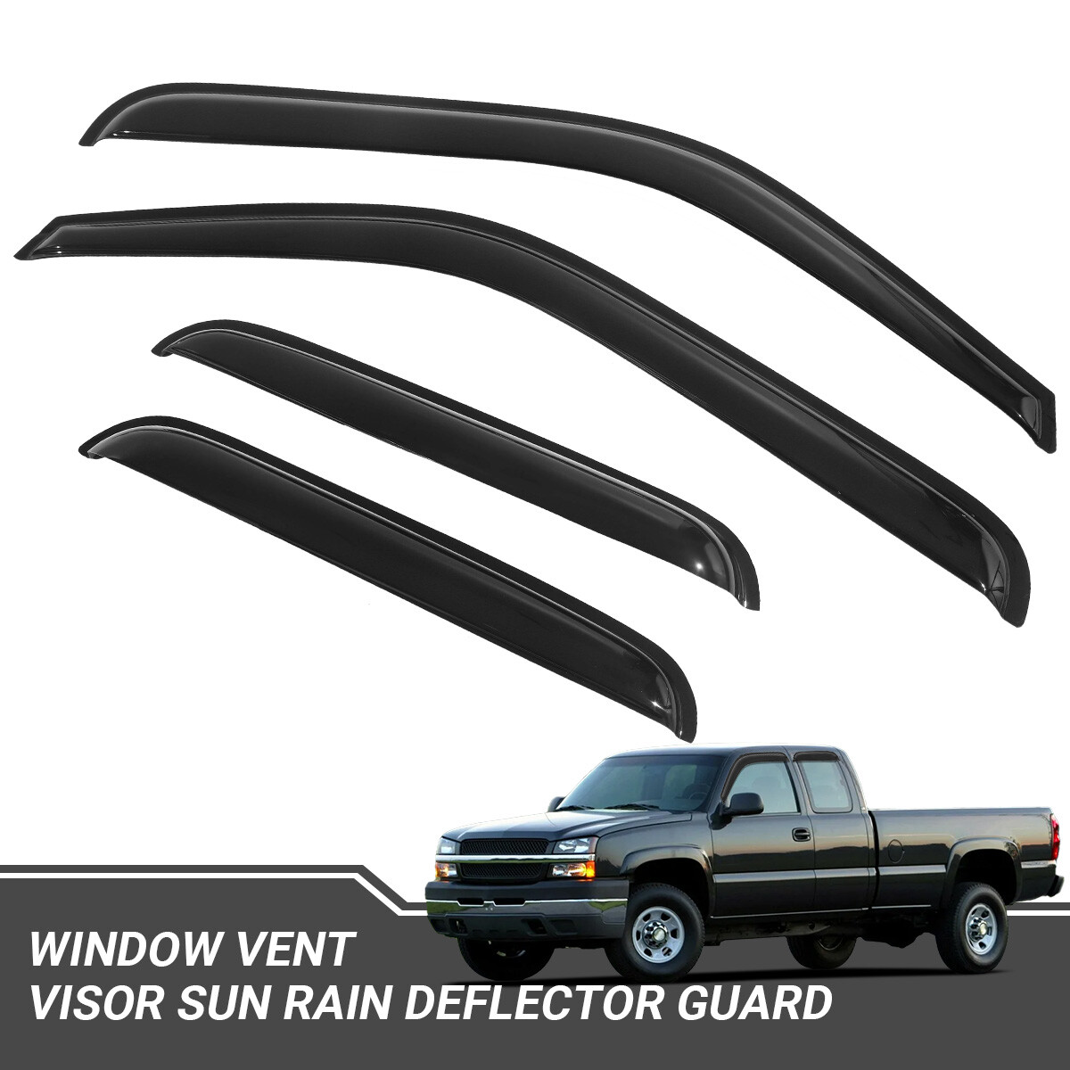 For 99-06 Chevy Silverado GMC Sierra Extended Cab Window Visors Rain ...