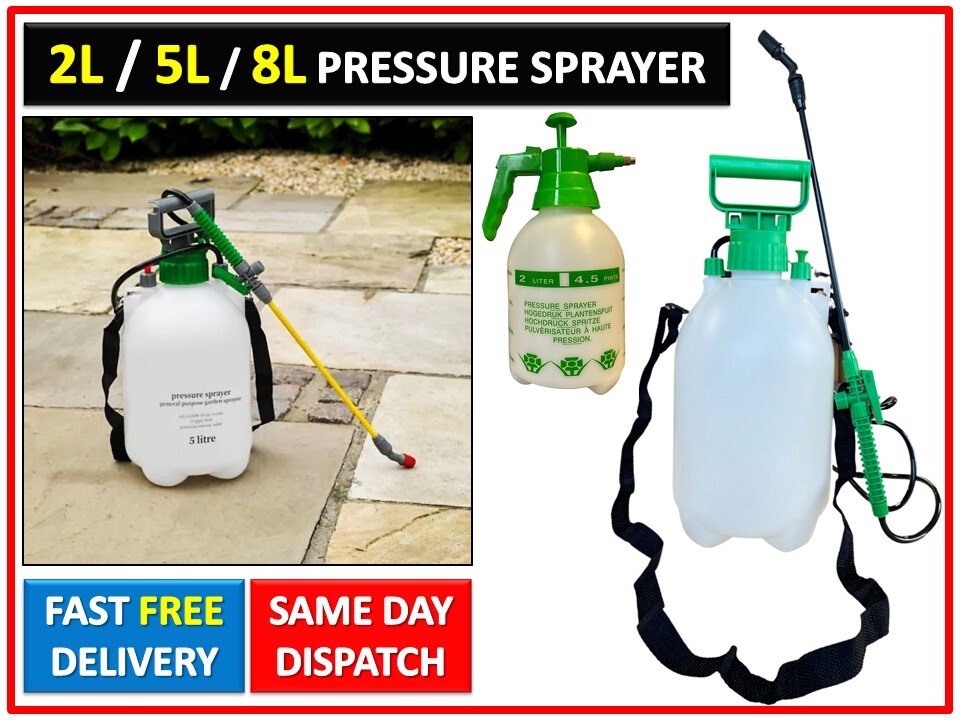 5L/8L Garden Pressure Sprayer Portable Hand Pump Chemical Weed Spray ...