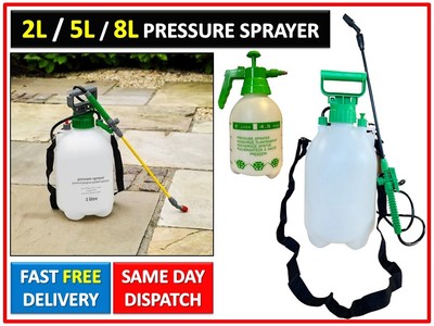 5L/8L Garden Pressure Sprayer Portable Hand Pump Chemical Weed Spray ...