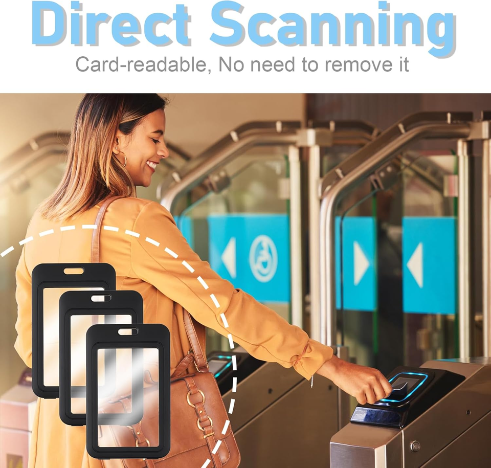 3 Pack ID Badge Holder with Plastic Clip, Double-Sided Clear Vertical ...