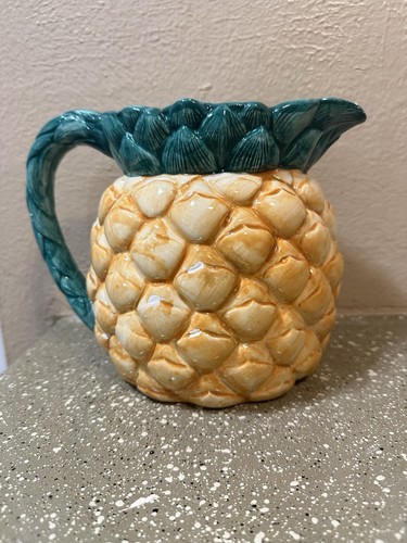 Pineapple Shaped Ceramic Pitcher Novelty Kitchen Decor Tropical Style ...