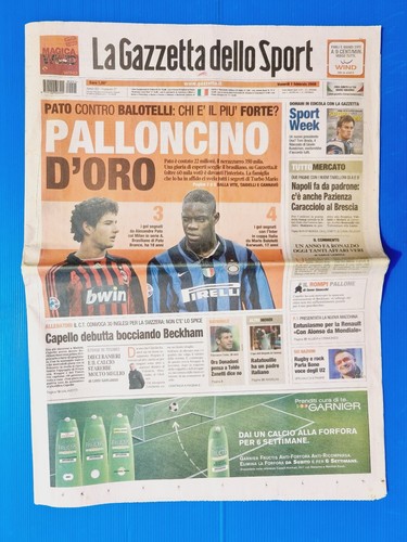 Gazzetta Dello Sport February 1 2008 Inter-Milan-Pato-Balotelli-U2 ...
