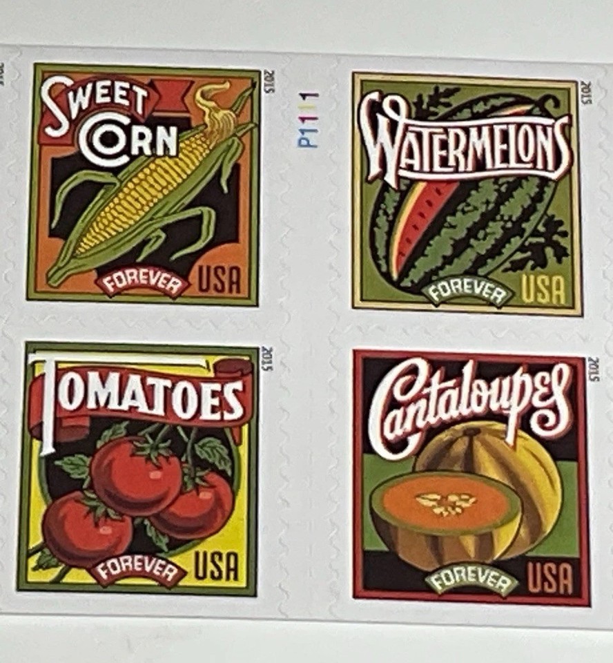 Authentic REAL USPS MADE IN USA Summer Harvest Booklet Pane of 20 ...