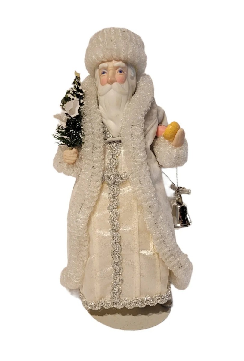 Victorian White Robed Santa Vintage Santa White Zip Sleeper