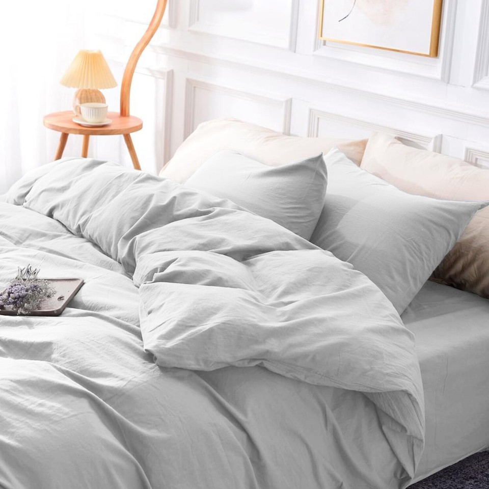 Reversible Duvet Cover Set 4 Piece Quilt Covers With Fitted Sheet ...