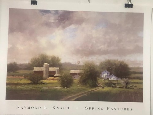 FINE ART LITHOGRAPH: Raymond L Knaub - Spring Pastures - 23 X 31 | eBay