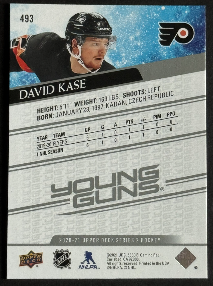 2020-21 Upper Deck Young Guns David Kase Rookie Philadelphia Flyers ...