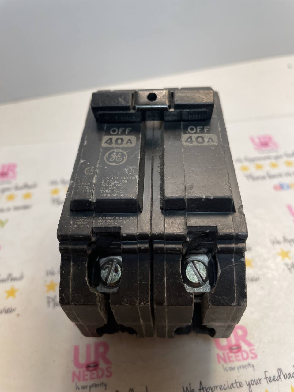 GE General Electric TQL2140 Plug On Circuit Breaker 40A 2P 120/240V TQL ...